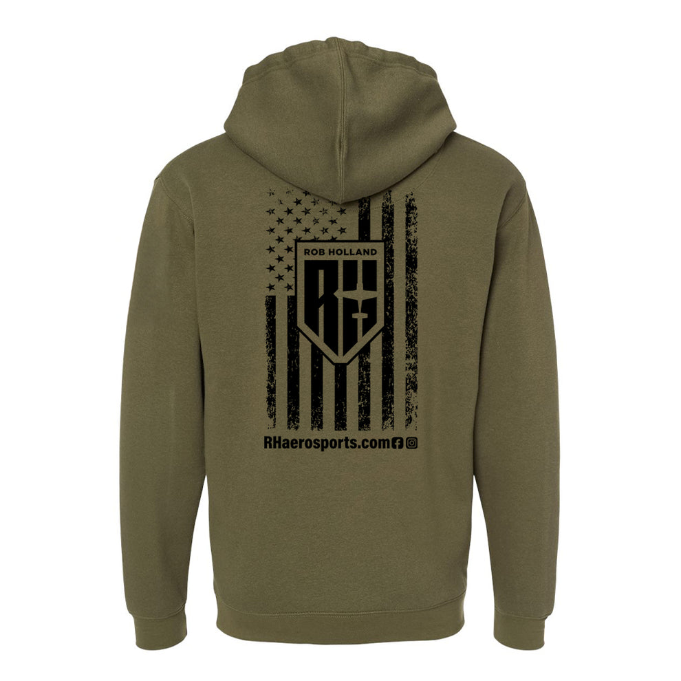 RH AEROSPORTS MILITARY GREEN FLAG HOODIE – Fly Good Merch